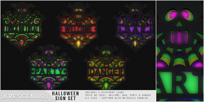 Second Life Marketplace - [Kres] Halloween Sign Set